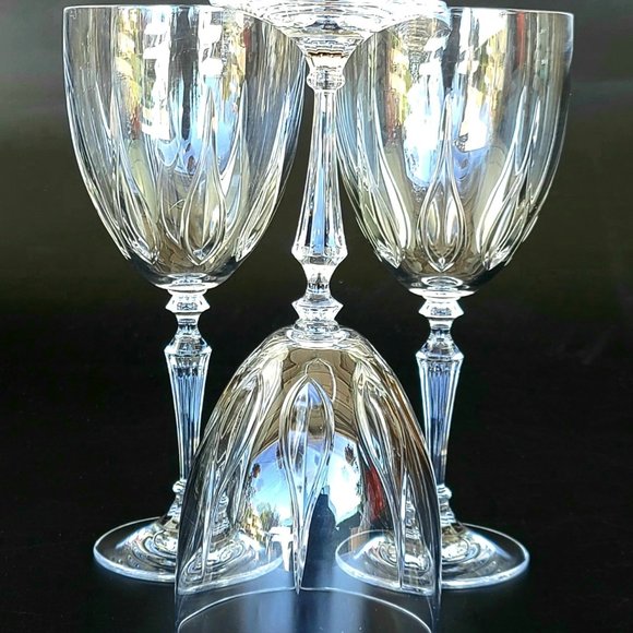 Dining | Vintage Set Of 3 Crystal Tall Water Wine Gobletsbeautiful ...